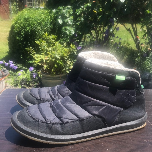 Sanuk | Shoes | Sanuk 95174 Mens Black Quilted Ankle Winter Boots Size ...